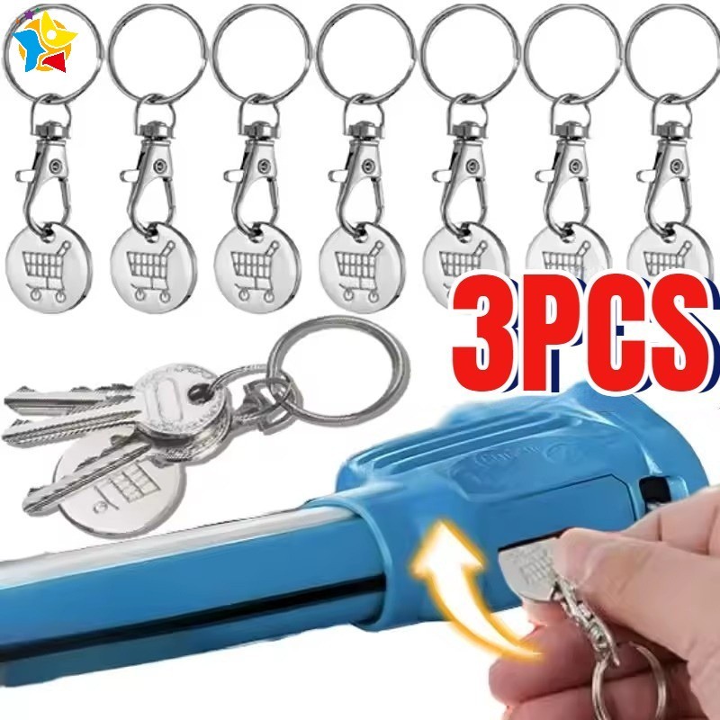 Universal Trolley Tokens Keychains Metal Stainless Steel Portable ...