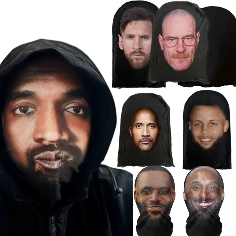 New 3D Printed Full Face Seamless Kanye Face Mask Celebrity Face Men ...