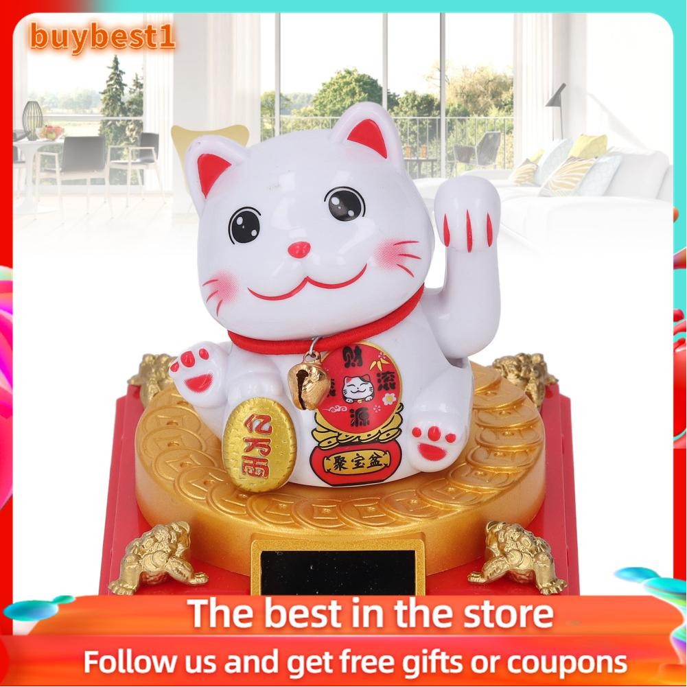 Buybest1 Lucky Cat Figurine Automatic Auspicious Statue Art Waving Hands Big Eyes Sculpture ...