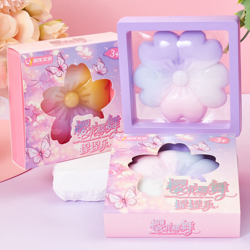 (CFC) Taba SQUISHY PRETTY SAKURA FLOWER WITH BOX children's toy fidget ...