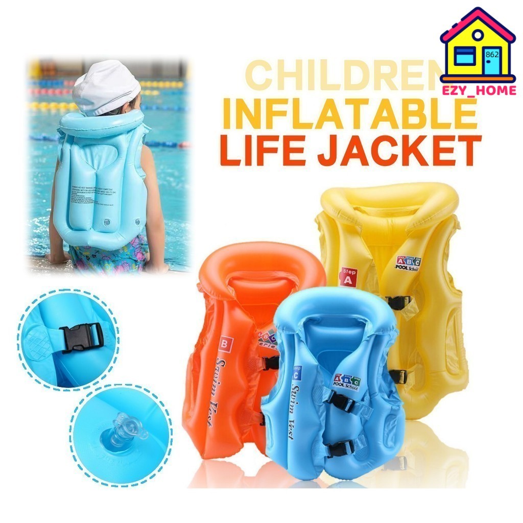 Kid Inflatable Life Jacket Vest Pool Float Children Swim Life Jacket ...