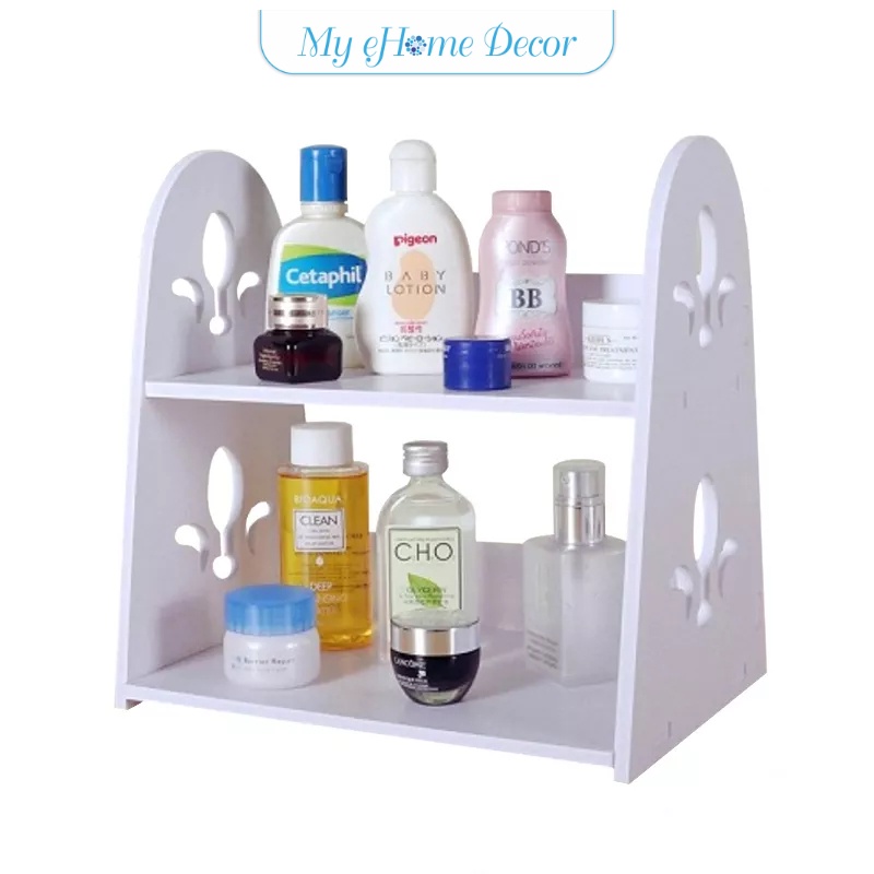 Desktop mini 2 tier storage rack bedside skin care storage case ...