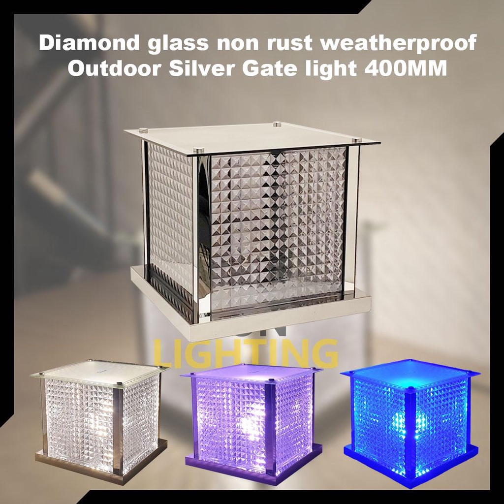 Diamond glass non rust weatherproof Outdoor Silver Gate light Gate lamp ...