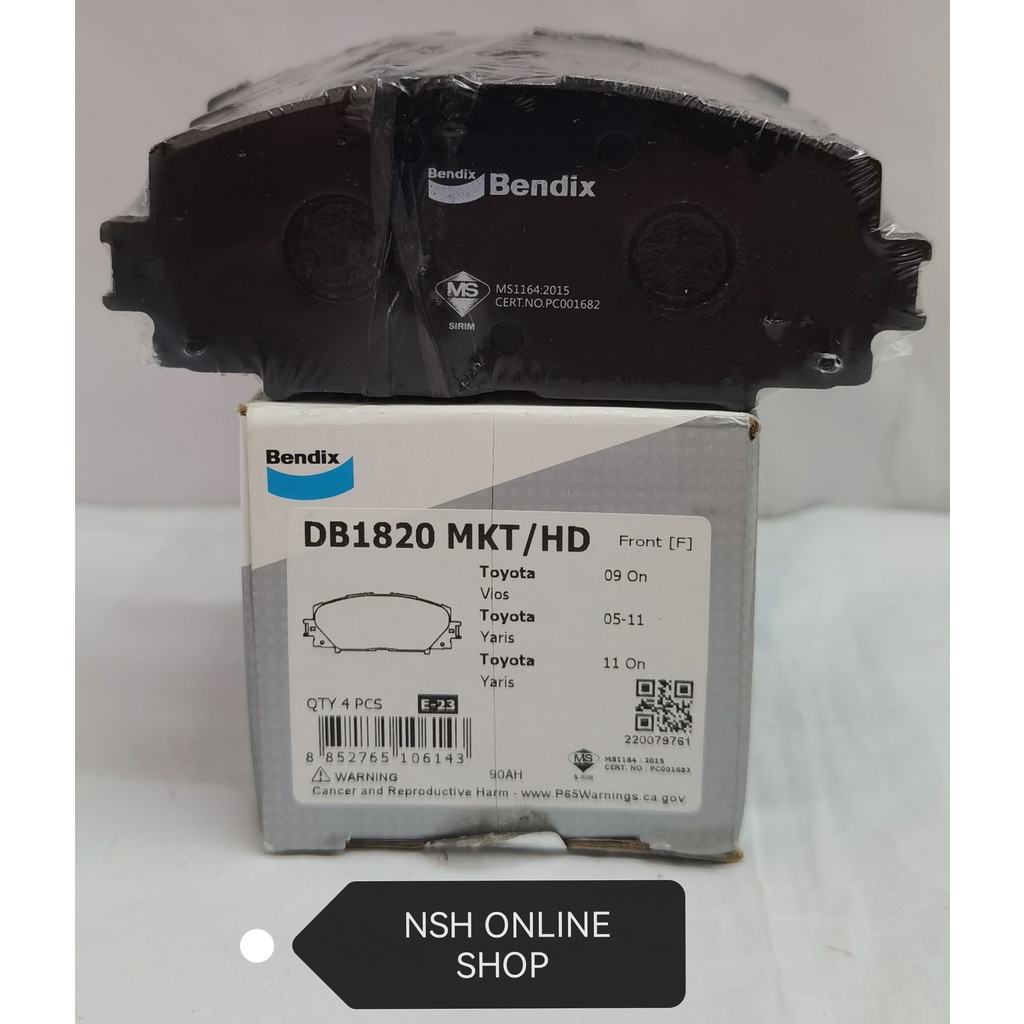 Bendix Brake Pad Front for Toyota Vios NCP93 (Drum) Prius 1.8 ZVW30 ...
