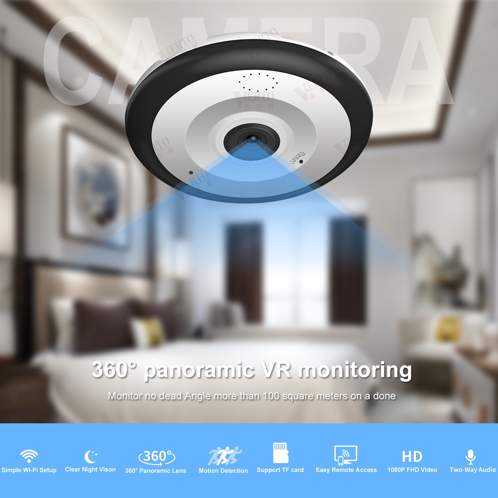 V380 pro 360 degrees panoramic camera two way audio wireless cctv ...