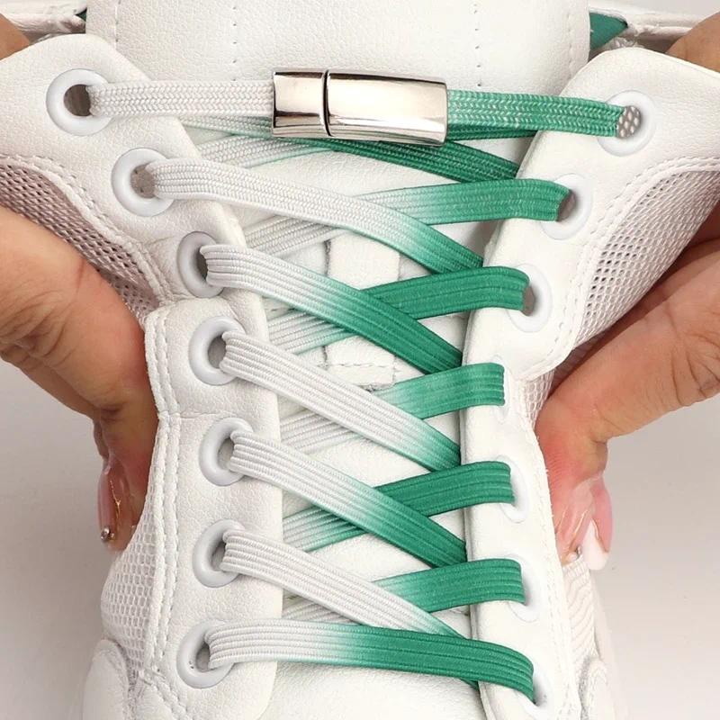No Tie Shoe Laces Magnetic Lock Elastic Flat Gradient Shoelaces Without ...