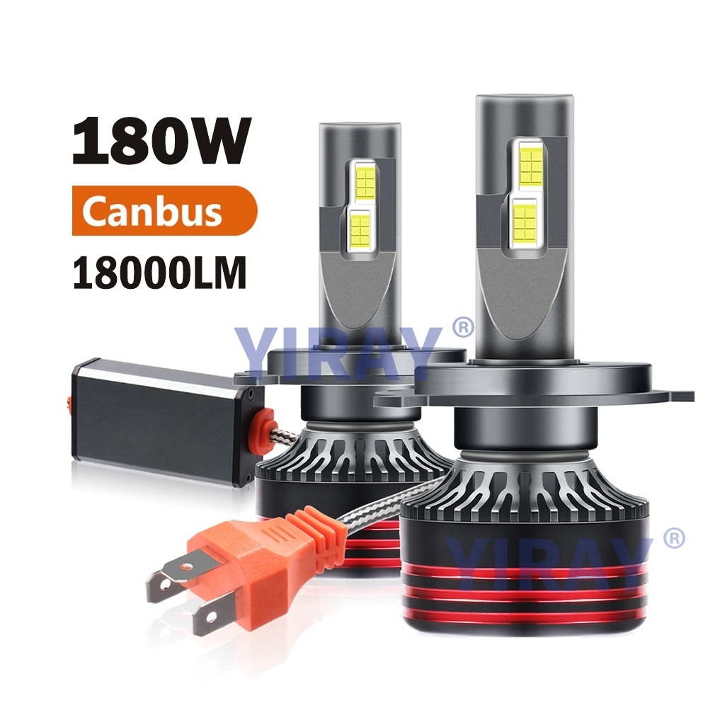 YIRAY 2PCS High quality 180W 18000LM CSP 3570 chip Car Headlight H1 H4 ...