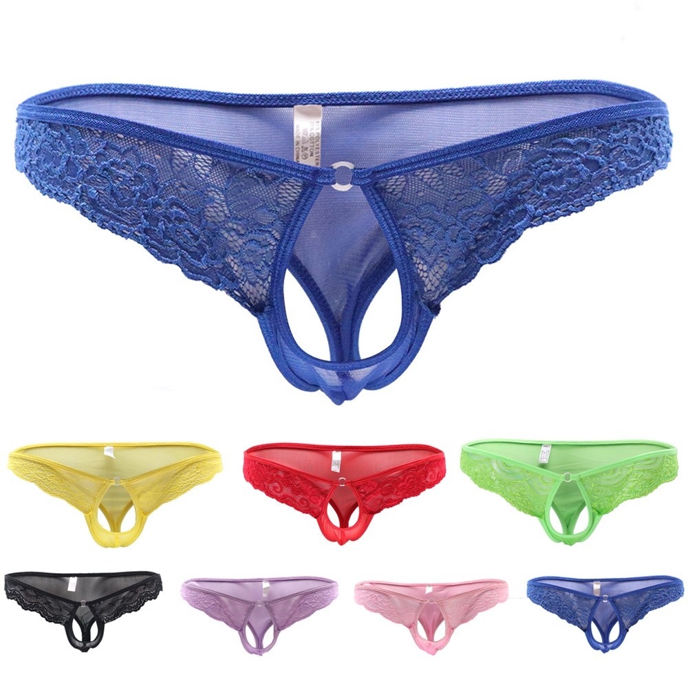 Exquisite Lace Underpants for Men Low Rise Briefs with Open Crotch ...