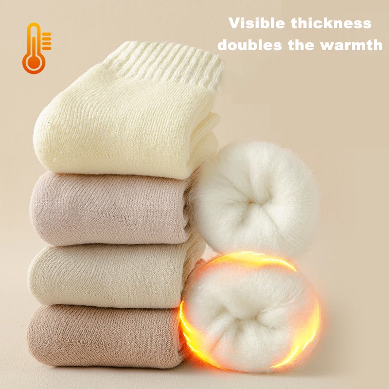 Women Socks Wool Autumn Winter Warm Snow Macaron Color Thick Plush Hairy Soft Postpartum ...