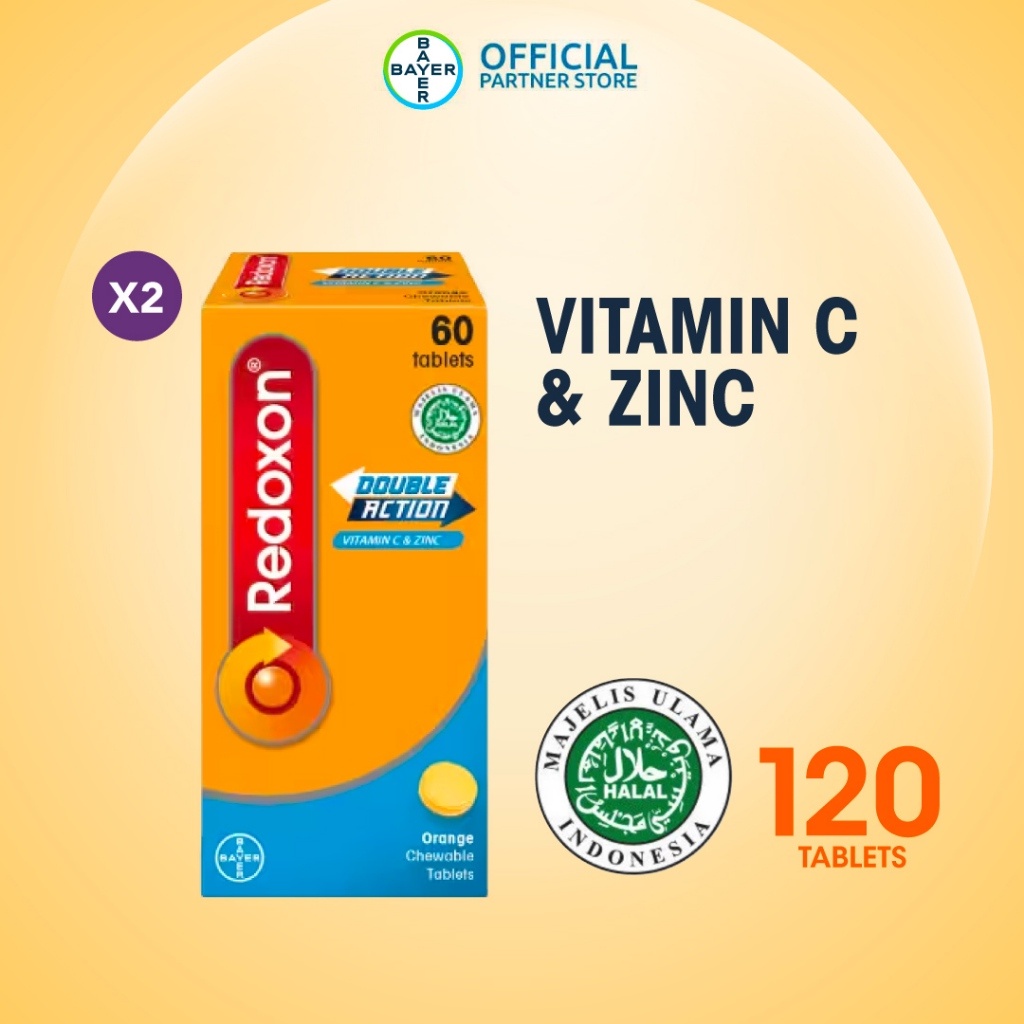 Redoxon Double Action Chewable Orange Tablets (2 Packs x 60 Tablets ...