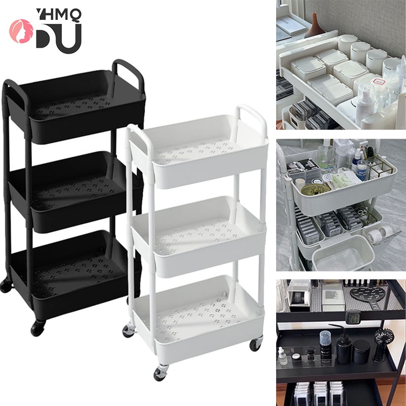 Eyelash Tools Storage Cart 3-Layer Rolling Cart Eyelashes Salon Rolling Storage Cart with Wheels ...