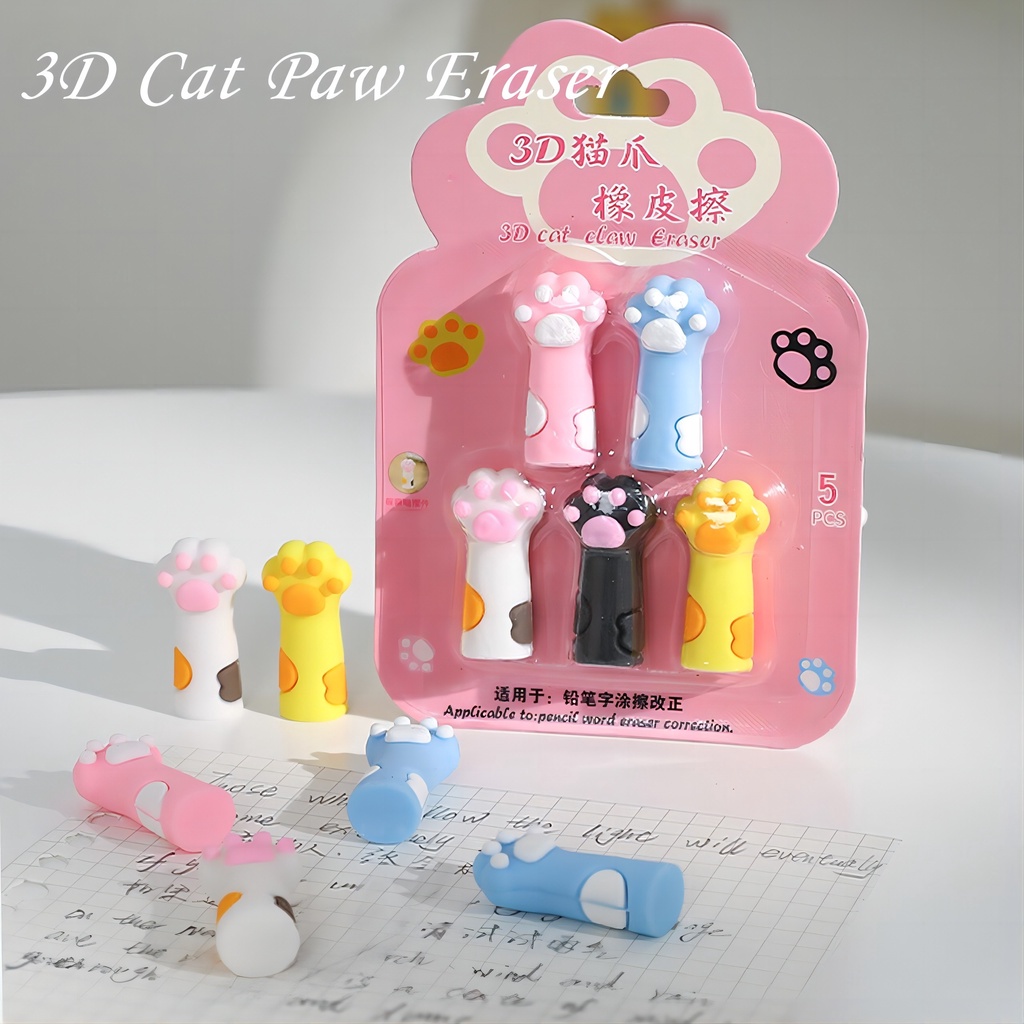 Creative Cute 3D Cat Claw Eraser Clean without Leaving Marks Pencil ...
