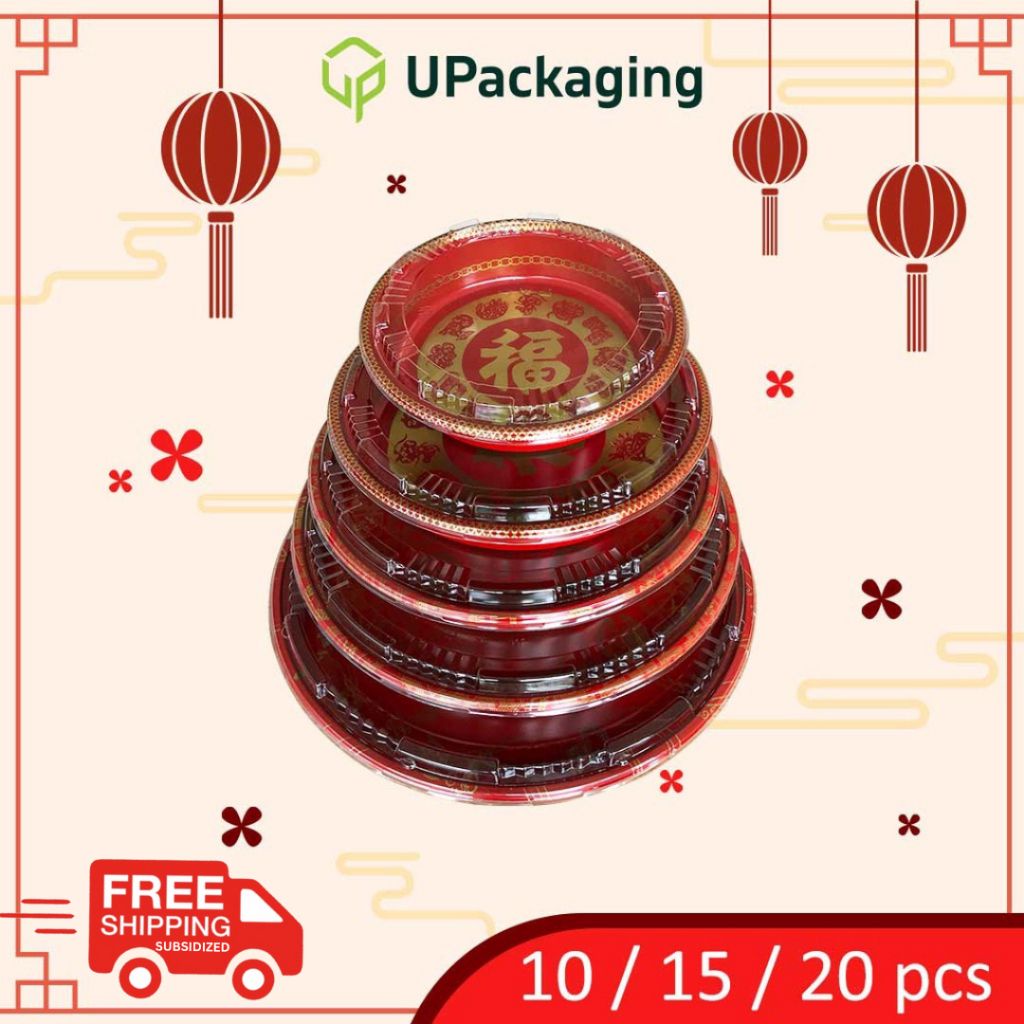 YEE SANG TRAY [10/15/20 Pcs] Sushi Trays with Lids Yu Sang Round ...