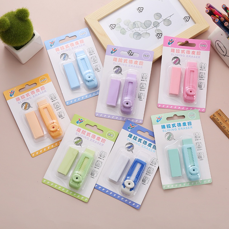 Sliding Eraser Set Creative Color Retractable Eraser School Supplies ...