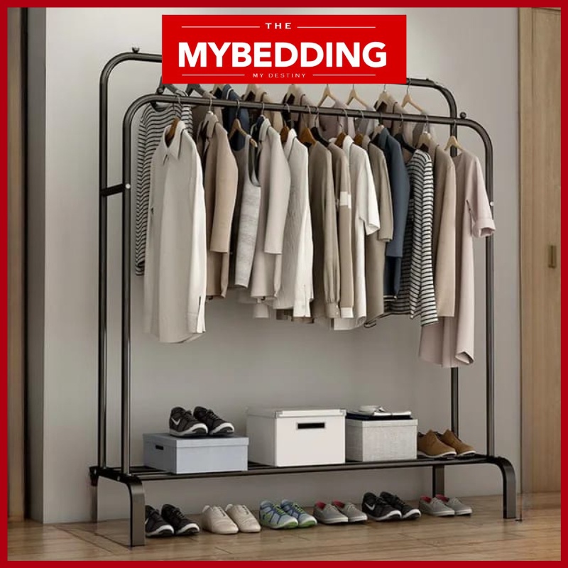 MYB_ Single/Double-Pole Clothes Hanging Rack / Rak Baju Murah / Rak ...