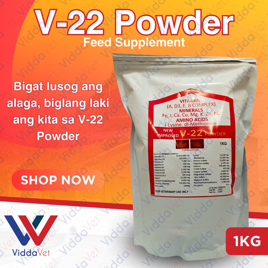 Viddavet 1 kg V22 vitamins powder 1 kilo V22 vitamins for gamefowl V22 ...