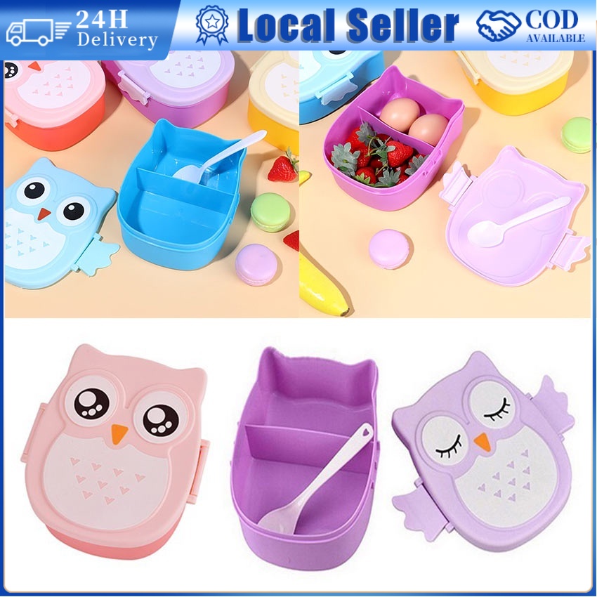 1PC Kids Cartoon Owl shape Lunch Box Food Container Lunch Box | Shopee ...