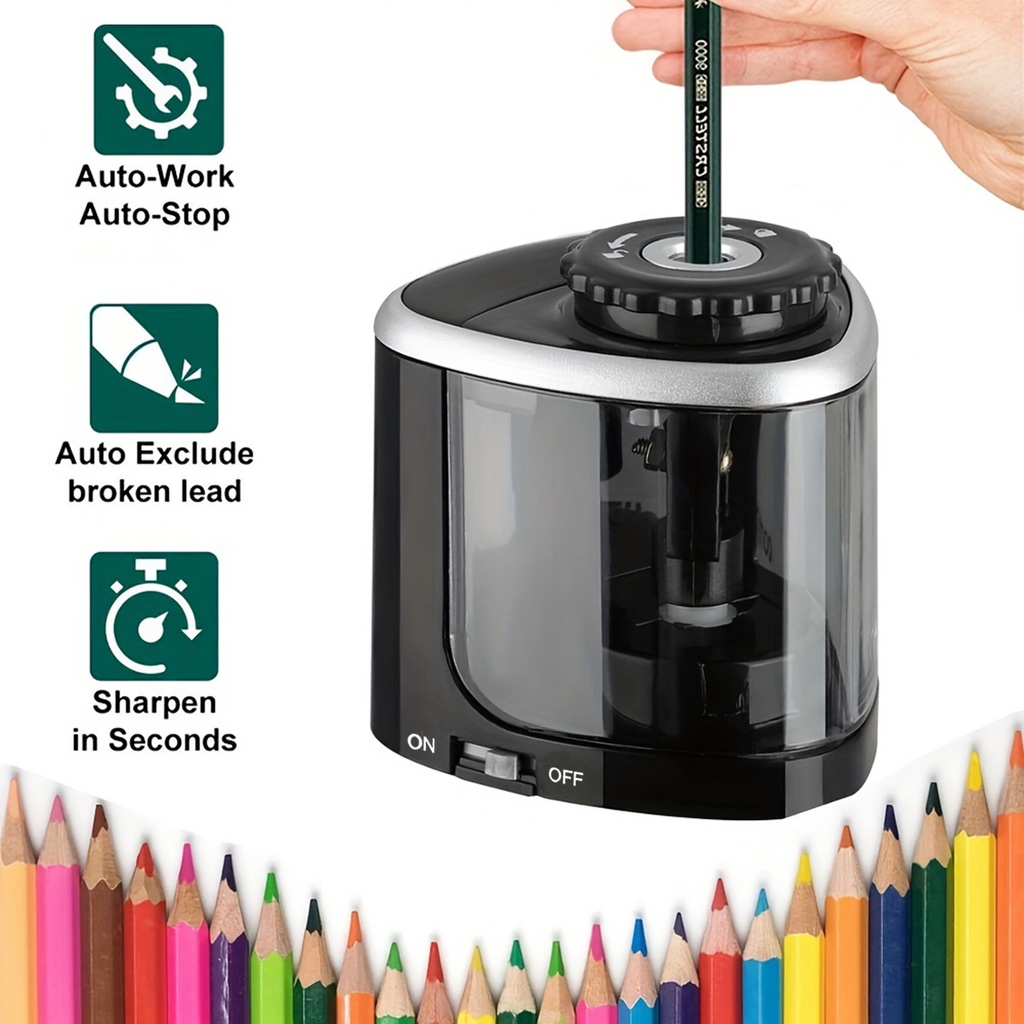 Automatic Electric Pencil Sharpener - Desktop Design for 6-8mm Pencils ...