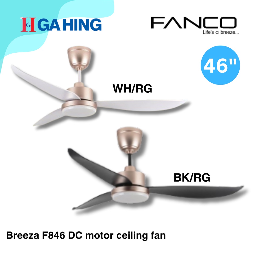 Fanco Breeza F846 Rose Gold Series DC motor ceiling fan 46 inch / Kipas ...