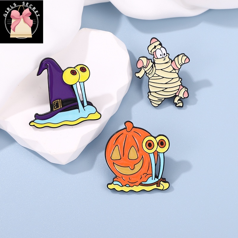 QQBpinsBeauty Funny Anime SpongeBob Enamel Pin Cute Snail Patrick Star ...