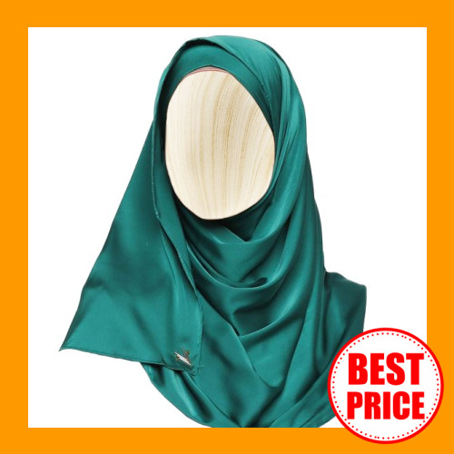 kain tudung Green Premium Satin Silk Shawl Hijab Scarf Headgear for ...
