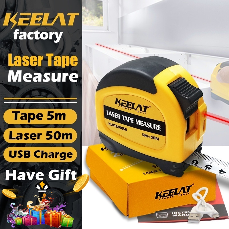 keelat Laser Tape Measure 2-in-1 Metric and Inches Tape Measure Movable ...