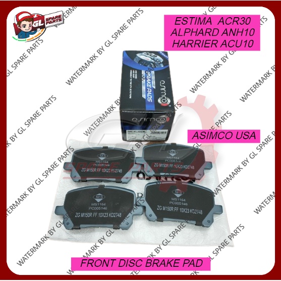 TOYOTA ESTIMA ACR30 ALPHARD ANH10 HARRIER ACU10 FRONT DISC BRAKE PAD OE ...