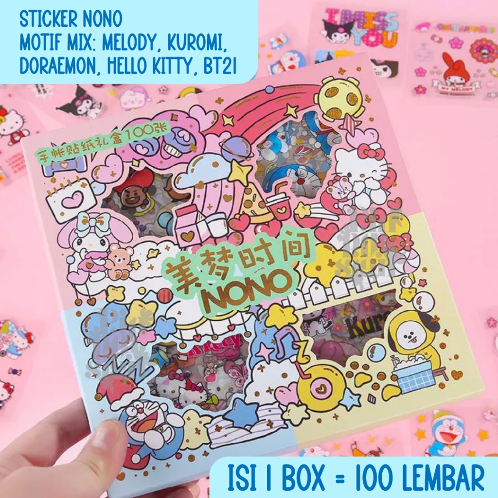 Viral Nono Mix Sticker for BTS Doraemon Hello Kitty Kuromi Sanrio ...