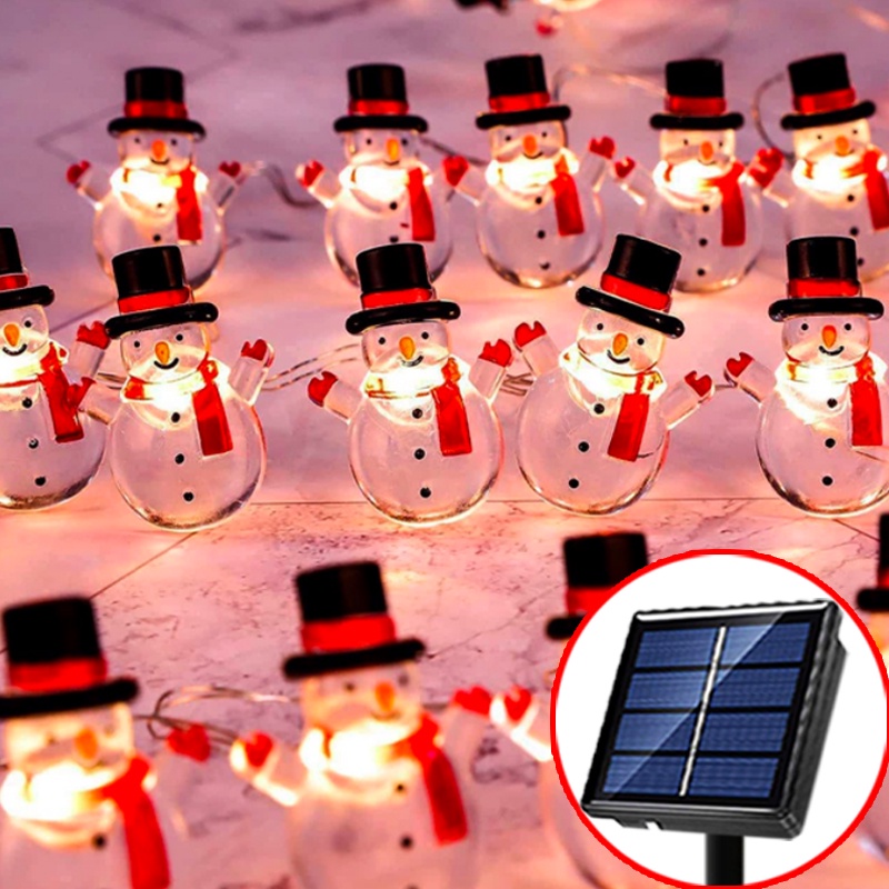 Solar Snowman Fairy Lights Solar Santa Claus Christmas Lights Hanging ...