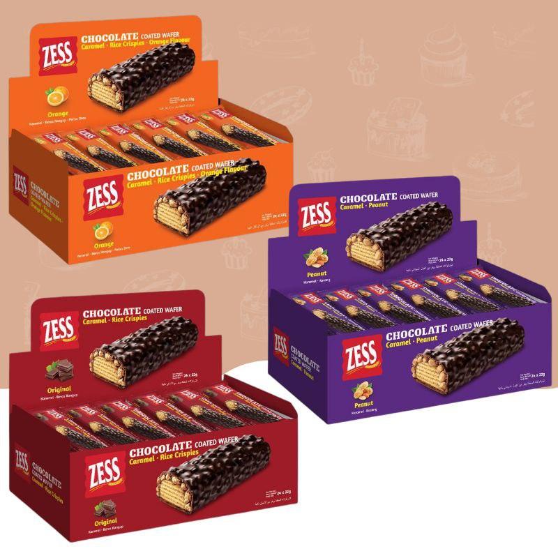 24pcs Zess Chocolate Coated Wafer / Wafer Bersalut Coklat Zess | Shopee ...