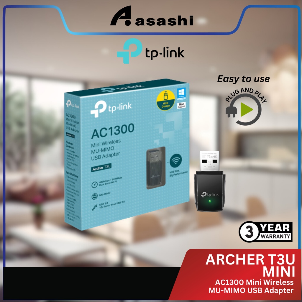 TP-Link Archer T3U Nano / T3U Mini AC1300 Wireless MU-MIMO USB Adapter ...