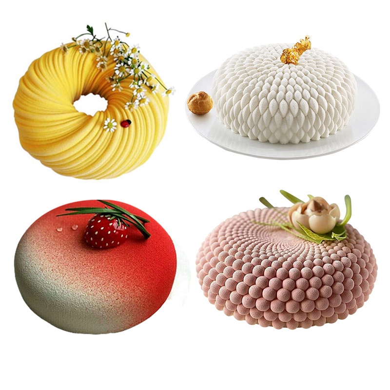 Round Silicone Pastry Mold for Baking Sponge Mousse Cake 3D Chiffon ...