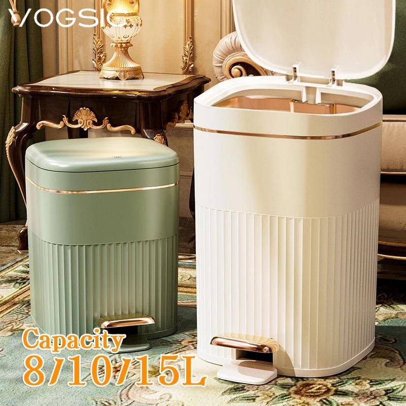 [MY STOCK]15L Luxury Trash Can With Pedal Double-Open Cover Garbage Bin ...