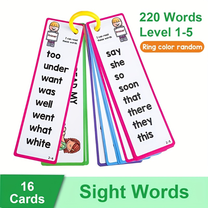 16pcs/set 220 High-frequency English Word Learning Cards, Children ...