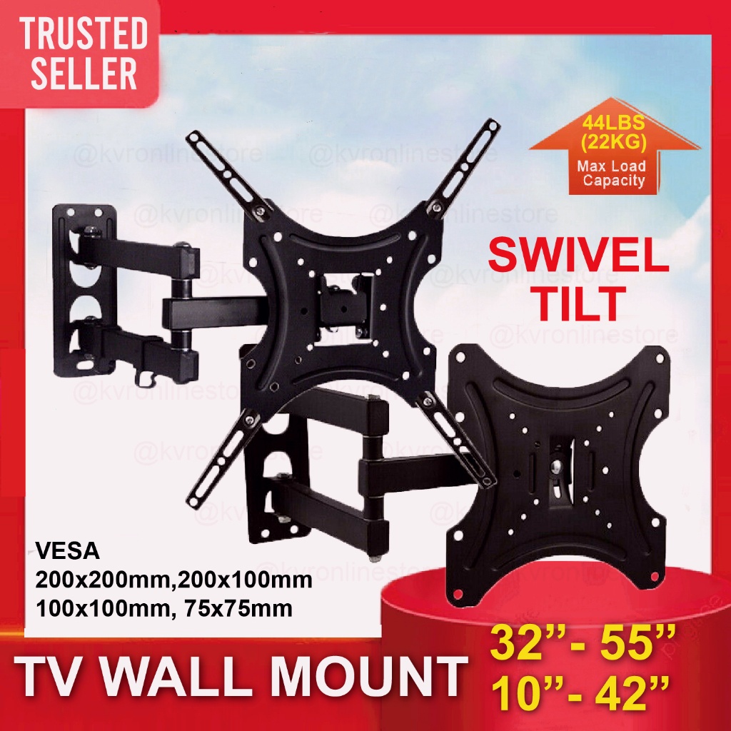 TV Wall Mount Bracket - 32-55'' inci Fully Adjustable Tilting Triple ...