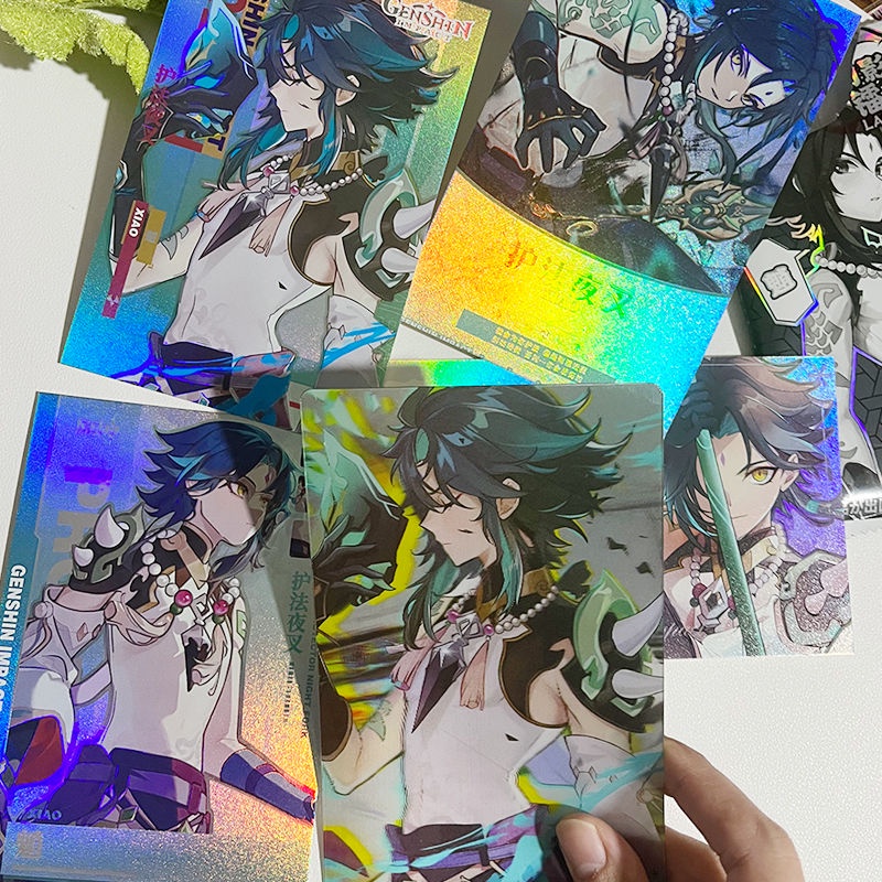 现货 原神幻影镭射卡散步魈钟离万叶雷电将军镭射闪卡必出3D裸卡贺卡Genshin Impact Phantom Laser Card Walk ...