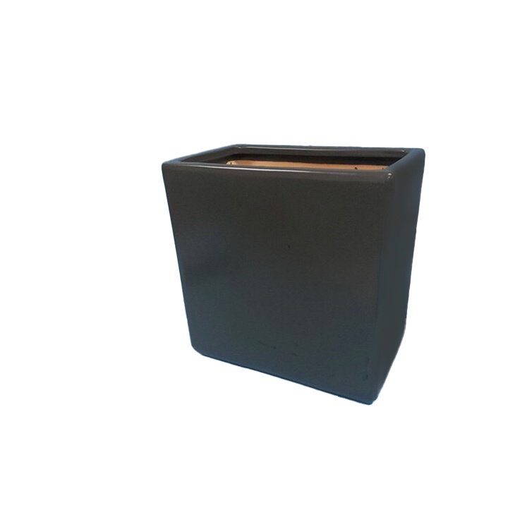 [UNi.Store] 29x17x29cm Matte Grey Rectangular Design Ceramic Pot Flower ...