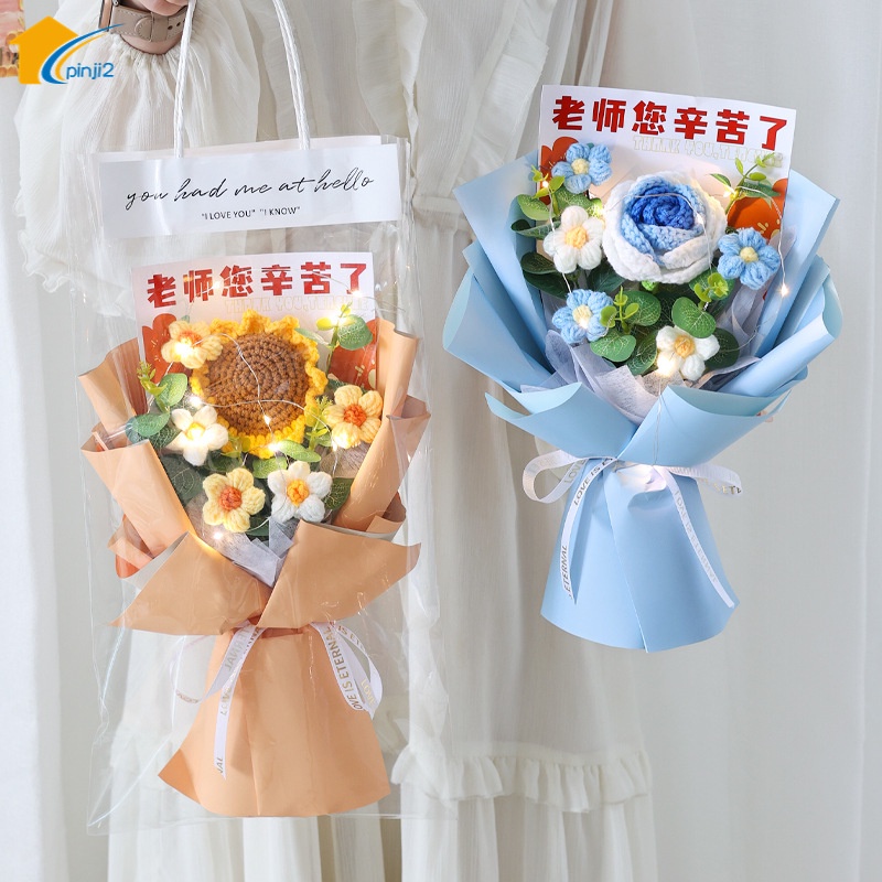 Ins Sunflower Handcrochet Graduation Bouquet Shot Prop Valentine's Day ...