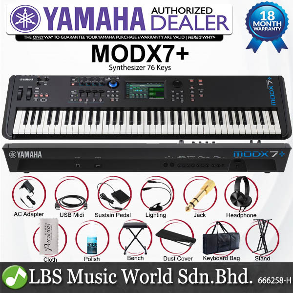 Yamaha MODX7+ 76 Key Synthesizer Keyboard Music Workstation With Weighted Action - Full Package ...