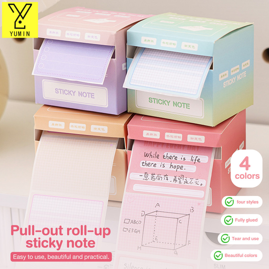 256Pcs Creative Gradient Color Sticky Notes Pull-out Tearable Message ...