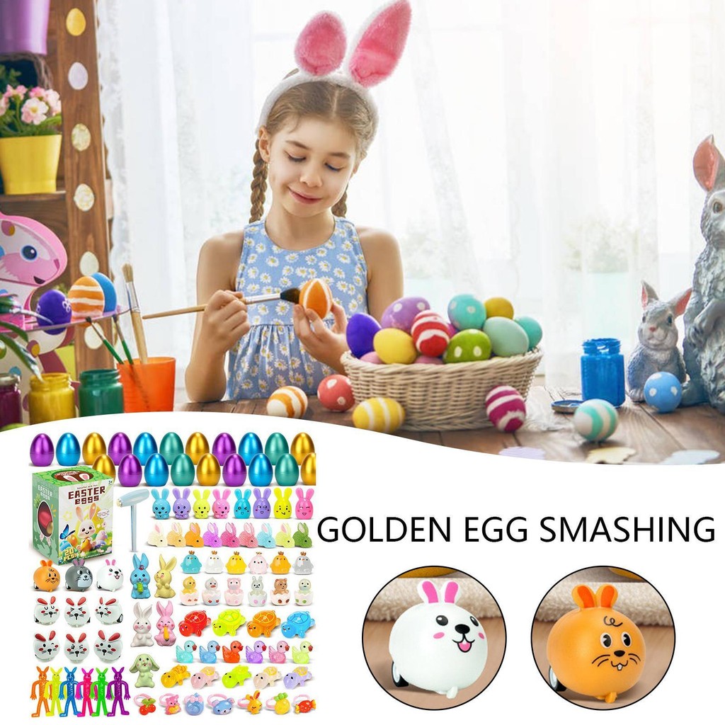Children's Easter egg smashing golden egg surprise cartoon egg rabbit ...