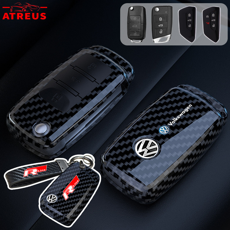 Carbon Fiber Volkswagen Car Key Case Full Wrap Car Remote Key Protector ...