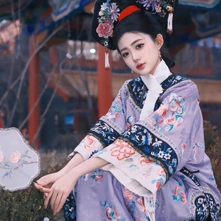 Qing Dynasty Concubine Ancient Costume Qing Dynasty Printed Costume