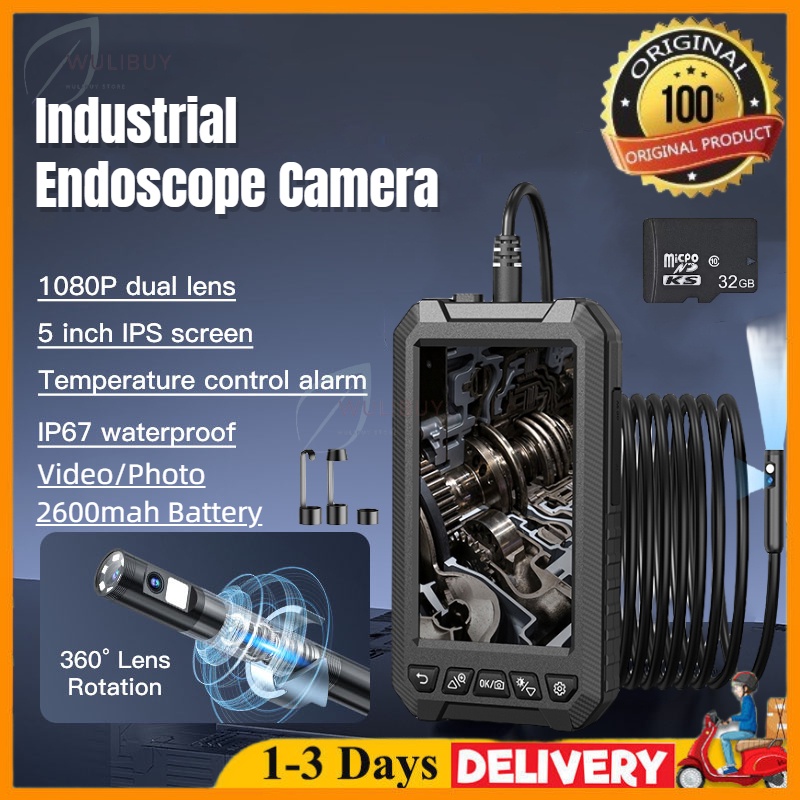 Dual Lens Borescope 5" LCD 1080P Industrial Endoscope for Car Engine ...