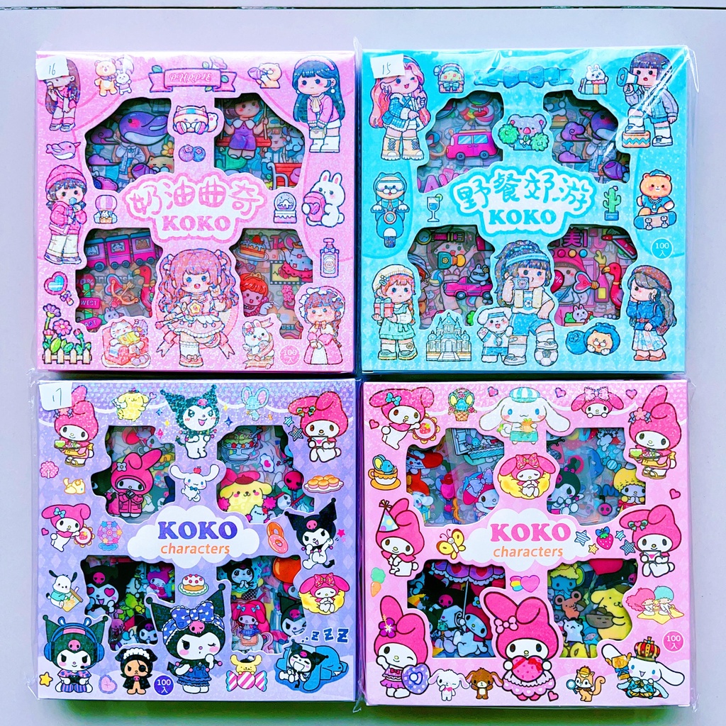 Masu Cute Korean Cartoon Motif Stickers Waterproof 1 box 100 sheets DIY ...
