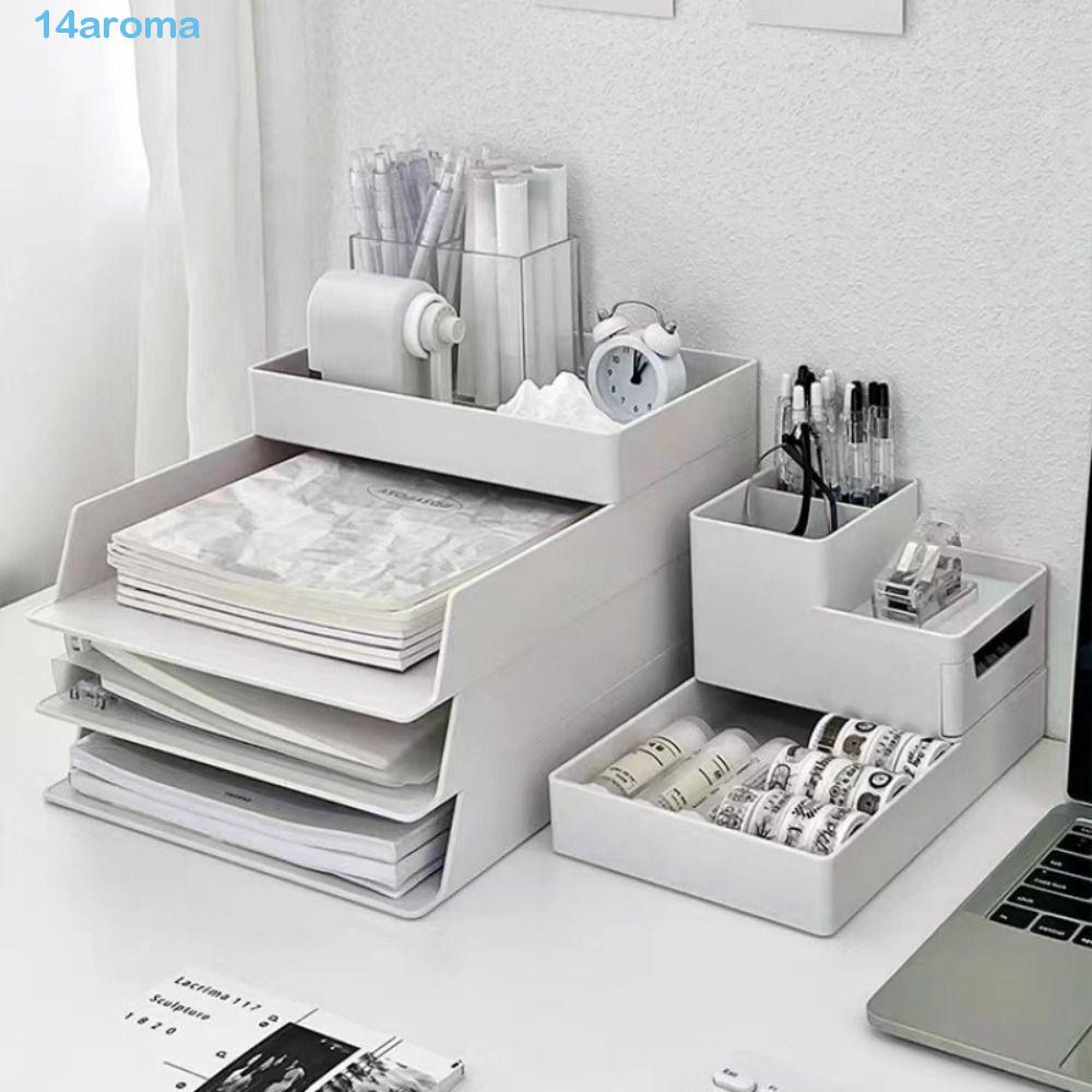 AROMA Stackable File Rack, Desktop Organizer Book Shelf A4 File Storage ...