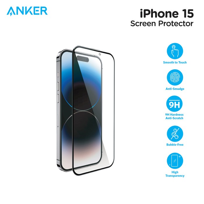 Anker New lPhone 15Series A72 Screen Protector (Tempered-Glass, Easy ...