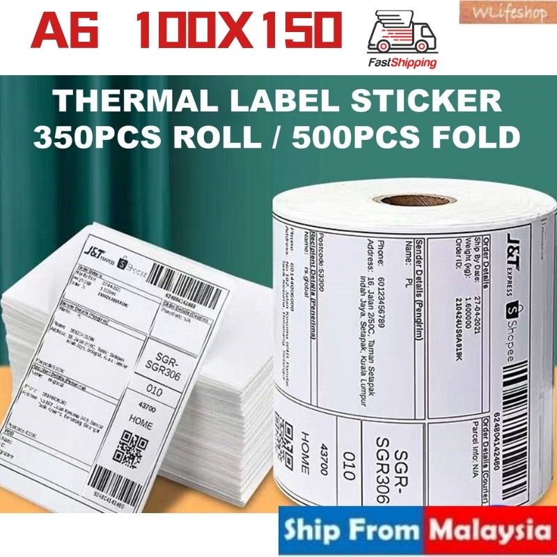 Thermal Paper Thermal Sicker A6 100*150mm Thermal Paper Roll Label ...