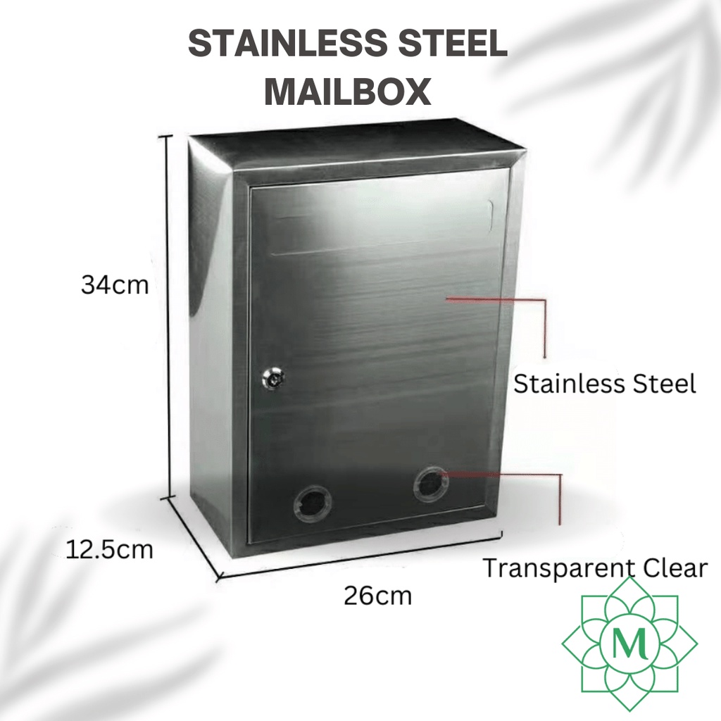 Waterproof Stainless Steel Home Mailbox with Key Lock - Post, Newspaper ...