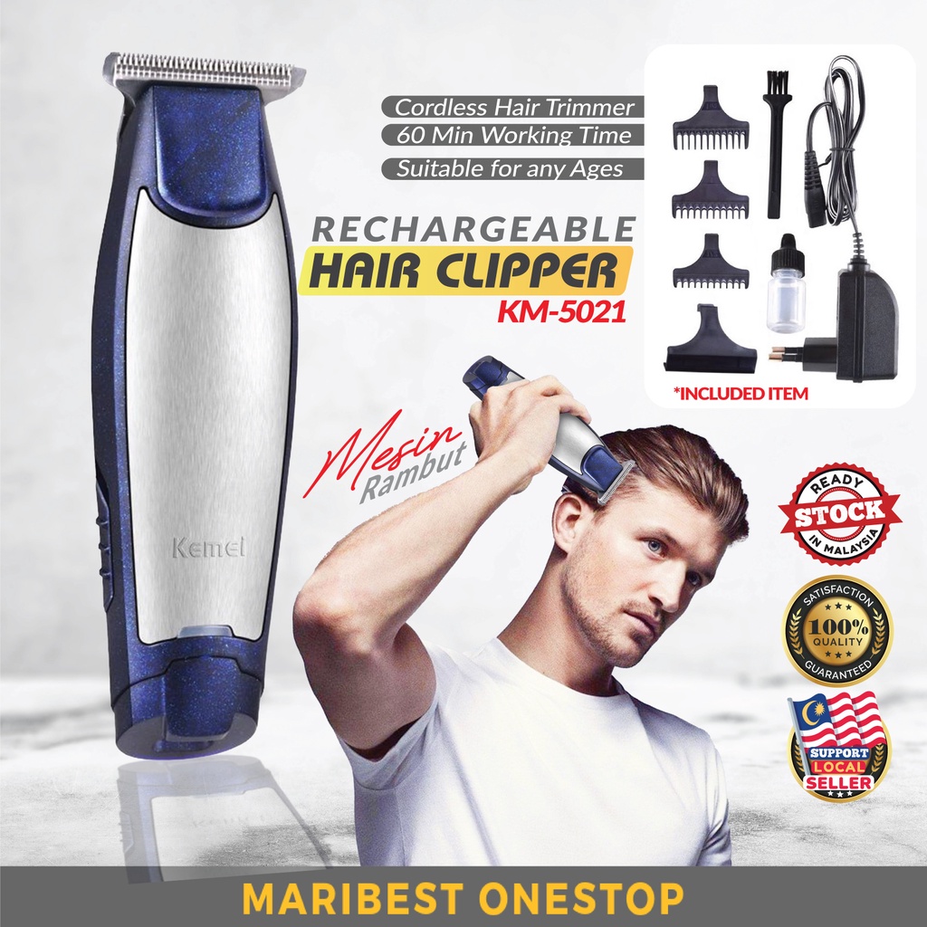 KM-5021 Rechargeable Hair Clipper Cordless Trimmer Shaver Groomer Mens Beard Mesin Rambut ...